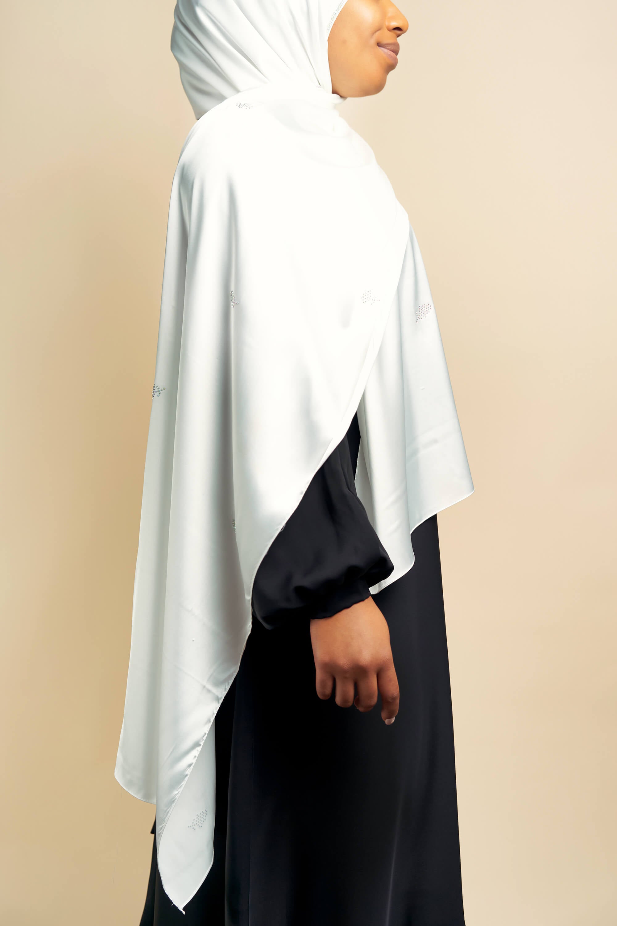 Satin Gem Hijab - Ivory – Al Shams Abayas