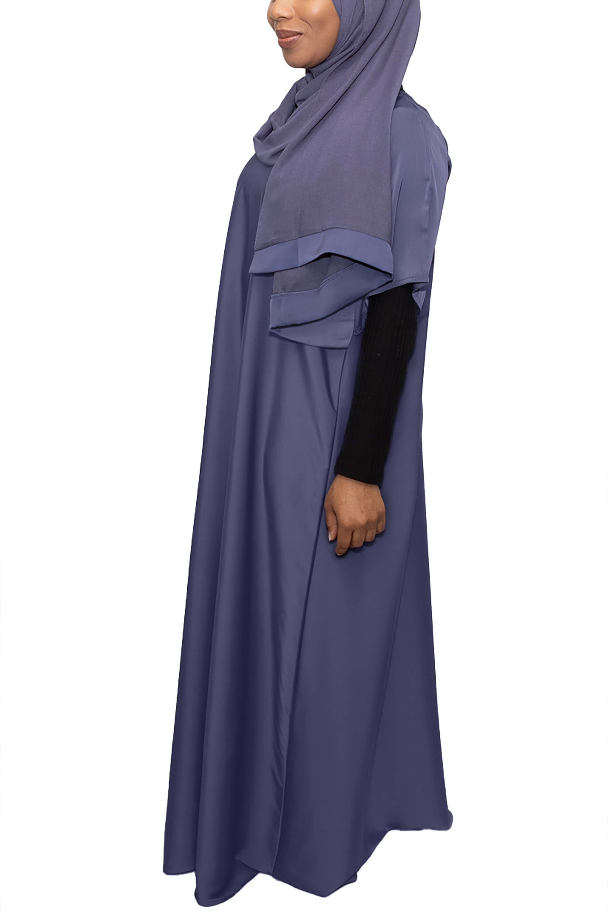 Short Sleeve Dress in Denim Blue – Al Shams Abayas